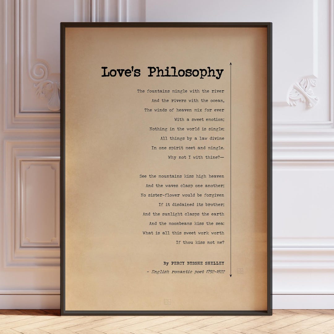 Love's Philosophy Poem by Percy Shelley Poster Print | Minimalist Style ...