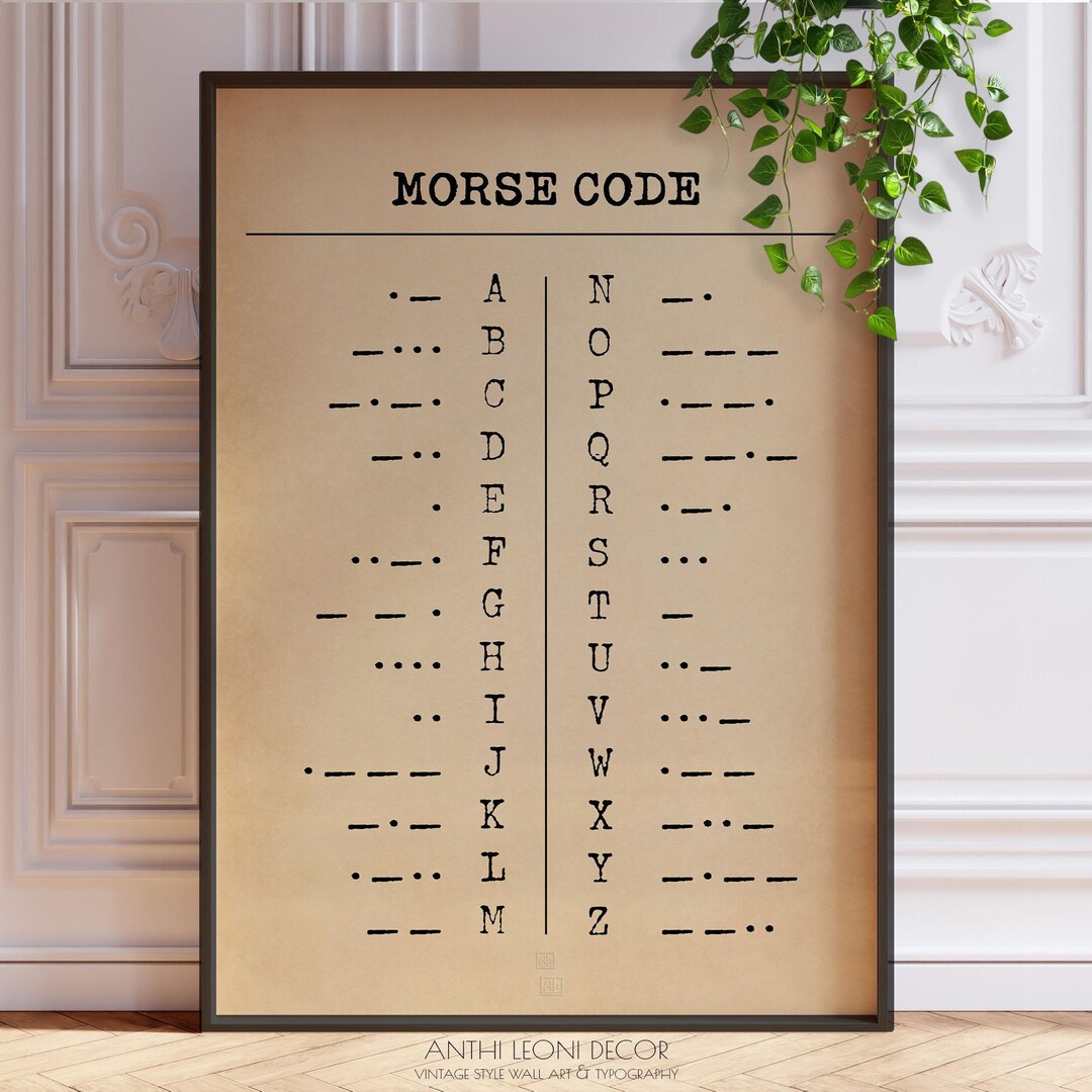 Morse Code Wall Art Print - Maritime and Aviation Chart, Framed or ...