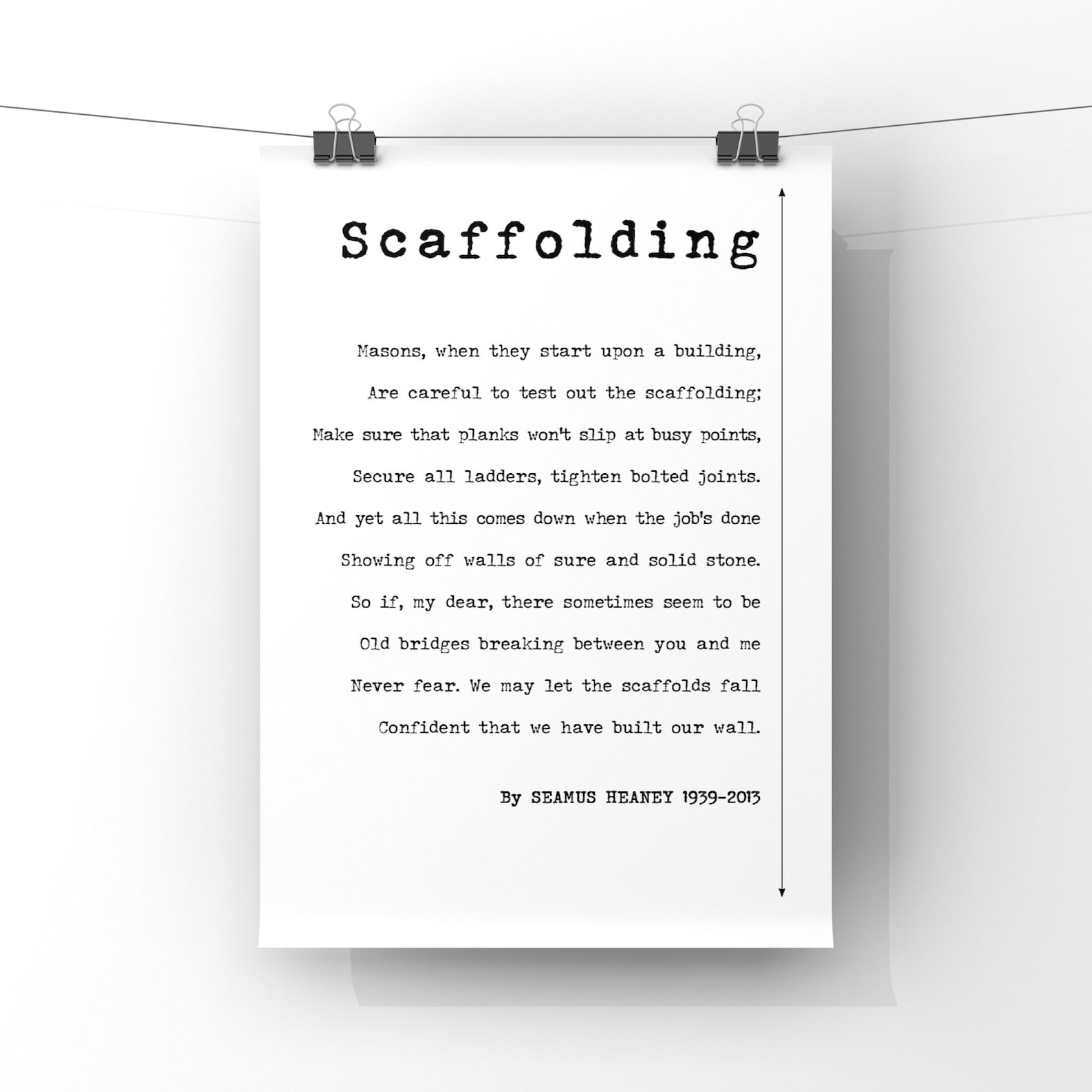 Scaffolding Poem by Seamus Heaney Poster Print Love Poetry | Etsy