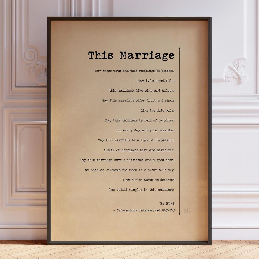 This Marriage Love Poem - Poem by Rumi Poster Print, Wedding Ceremony ...