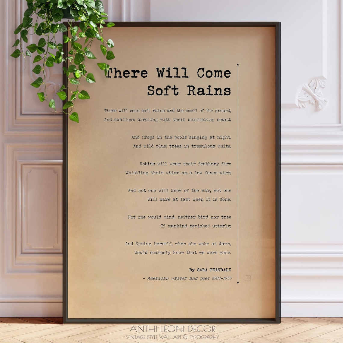 Sara Teasdale Poem Print - There Will Come Soft Rains, Literary Wall ...