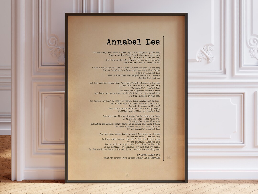 Annabel Lee by Edgar Allan Poe Classic Love Poem Poster Print Romantic ...