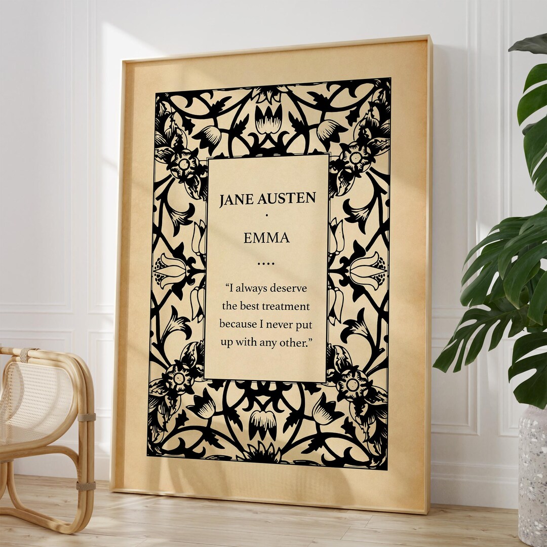 Emma Book Cover Art Print | Jane Austen Book Title Page Gift | Classic ...