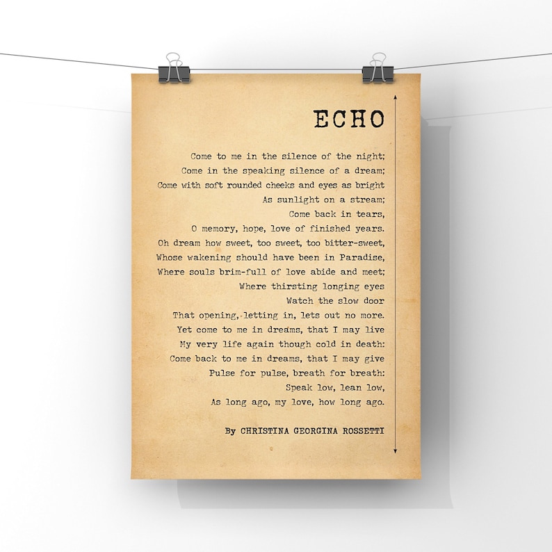 ECHO A Poem by Christina Georgina Rossetti Poster Print - Etsy UK