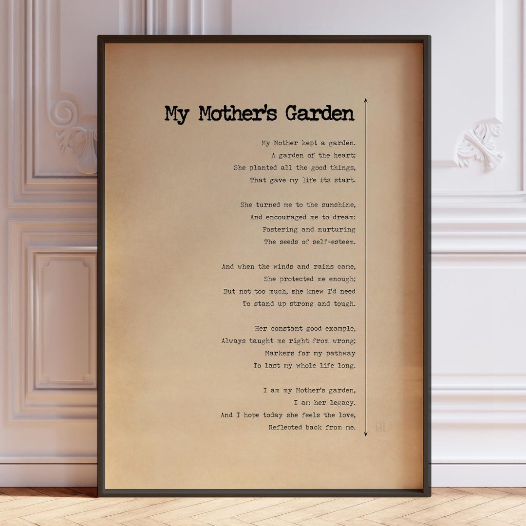 My Mother's Garden Poem Poster Print | Funeral Poem | Remembrance Poem ...