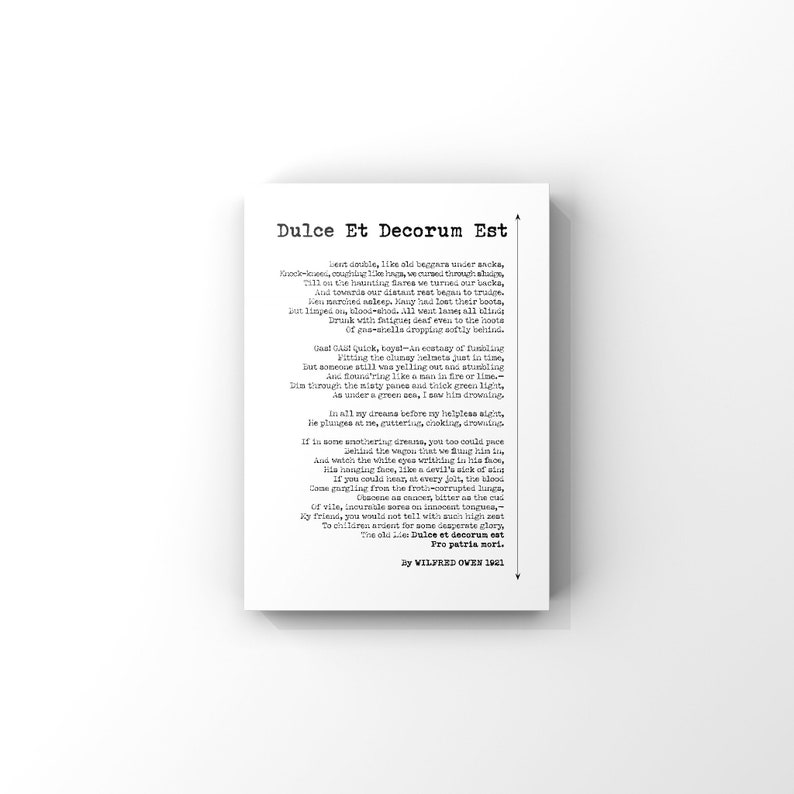 Dulce Et Decorum Est Pro Patria Mori Poster Print by Wildred | Etsy