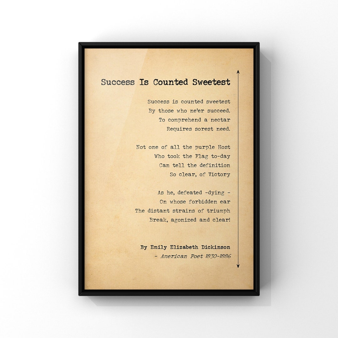Success is Counted Sweetest Poem Print Emily Dickinson Poster Library ...