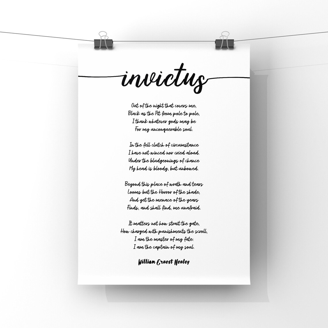 Invictus Poem Print by William Ernest Henley / Invictus Poetry | Etsy