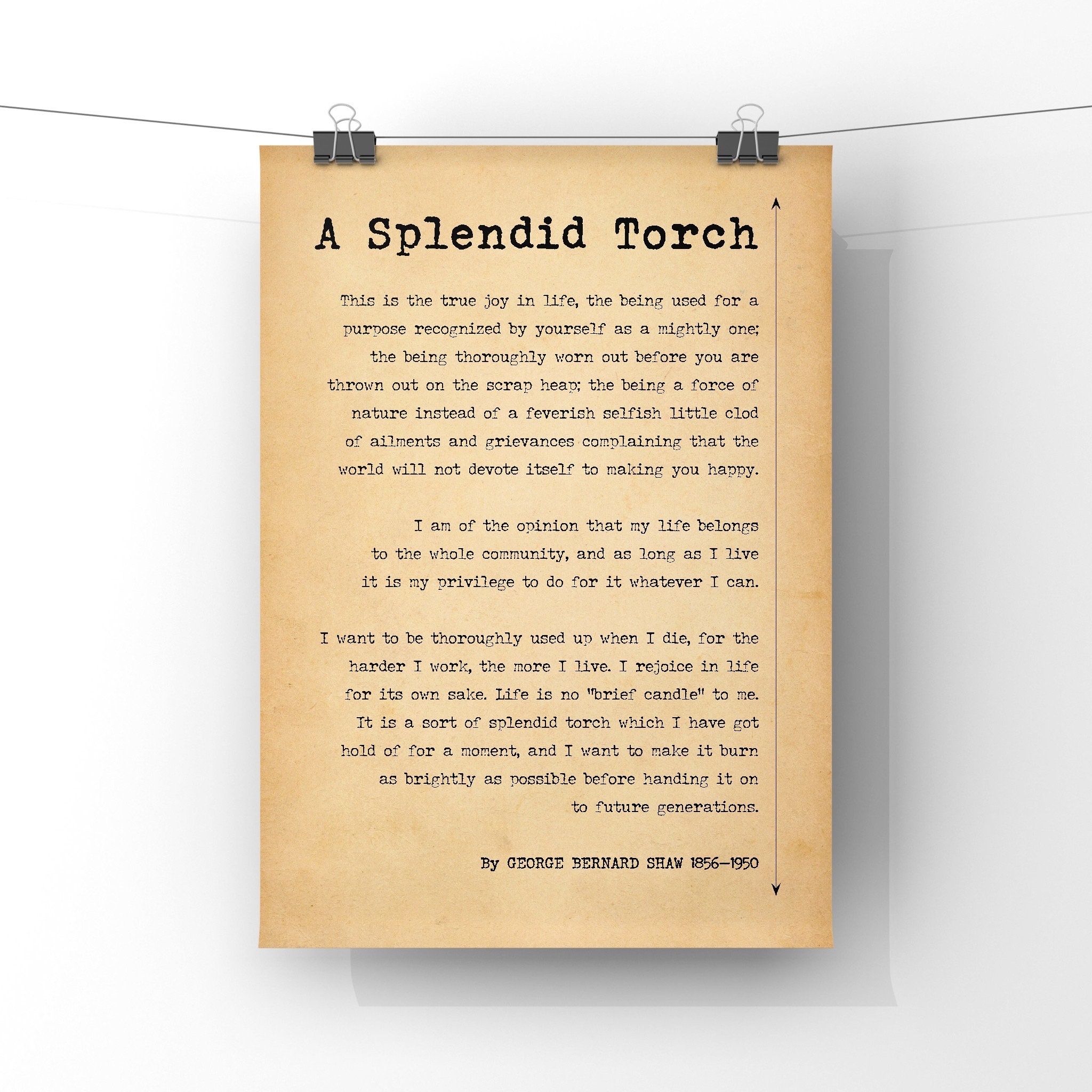 A Splendid Torch Quote by George Bernard Shaw Poster Quote - Etsy