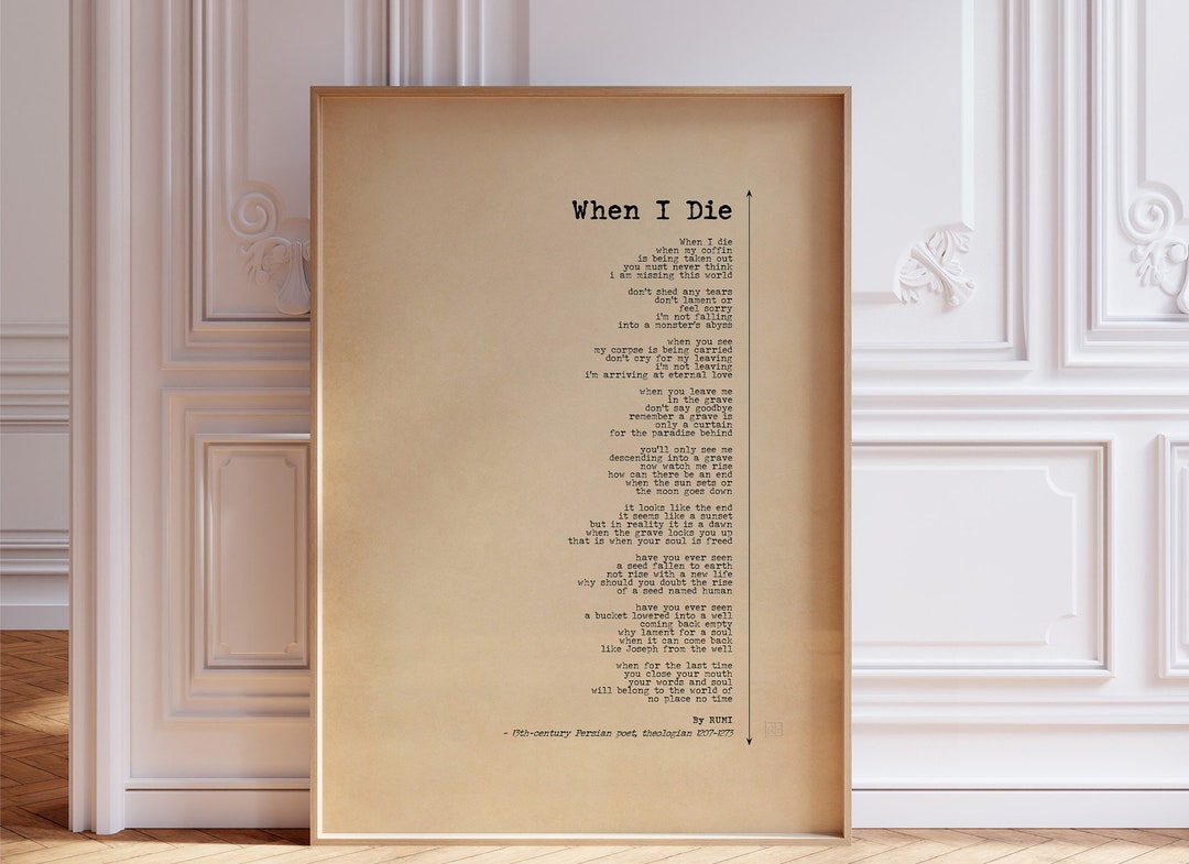 When I Die Poem Rumi Bereavement Gift Grief Gift Funeral Service ...