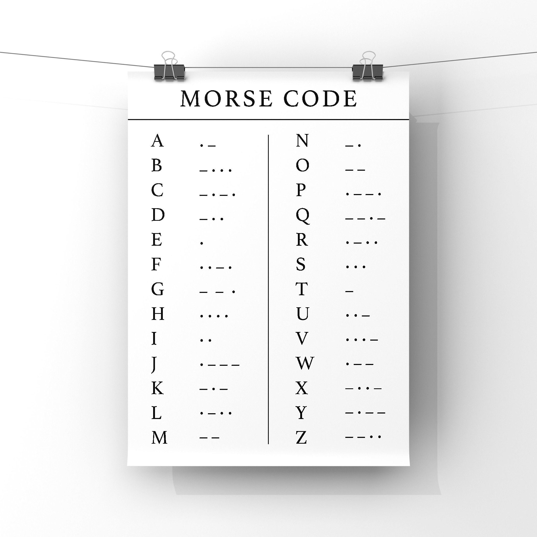 Morse Code Alphabet Chart Poster Print Sailing Signalling | Etsy