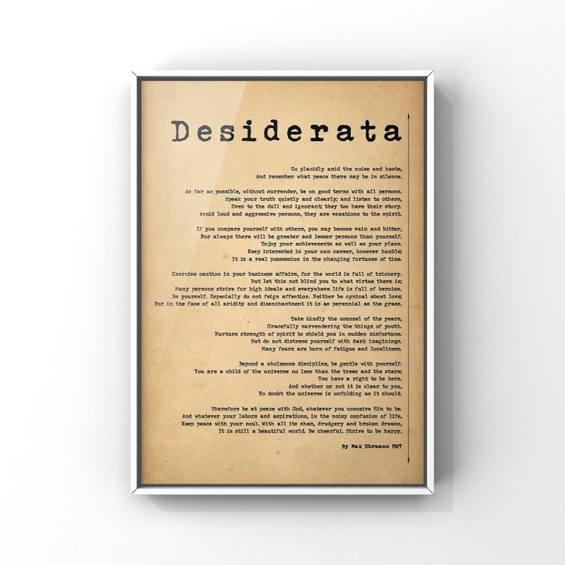 Desiderata Desiderata Poem by Max Ehrmann 1927 Poster Print | Etsy