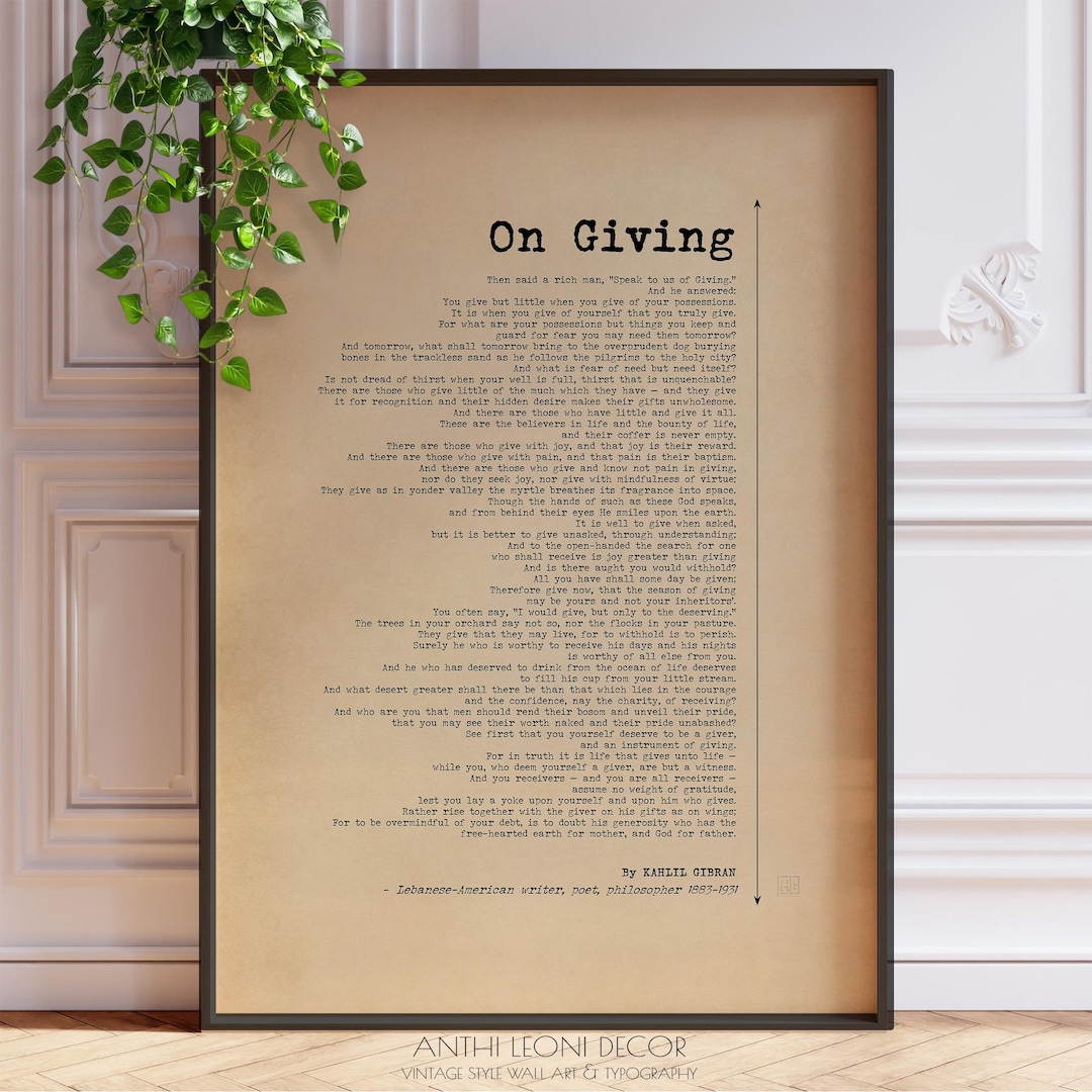 On Giving Poem by Kahlil Gibran | Poem About Giving | Gratitude Poem ...