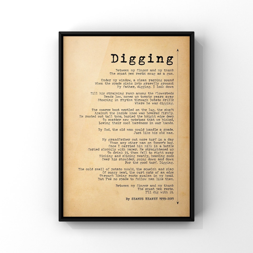 Digging Poem by Seamus Heaney Poetry Wall Art Gardening Poem Fathers ...