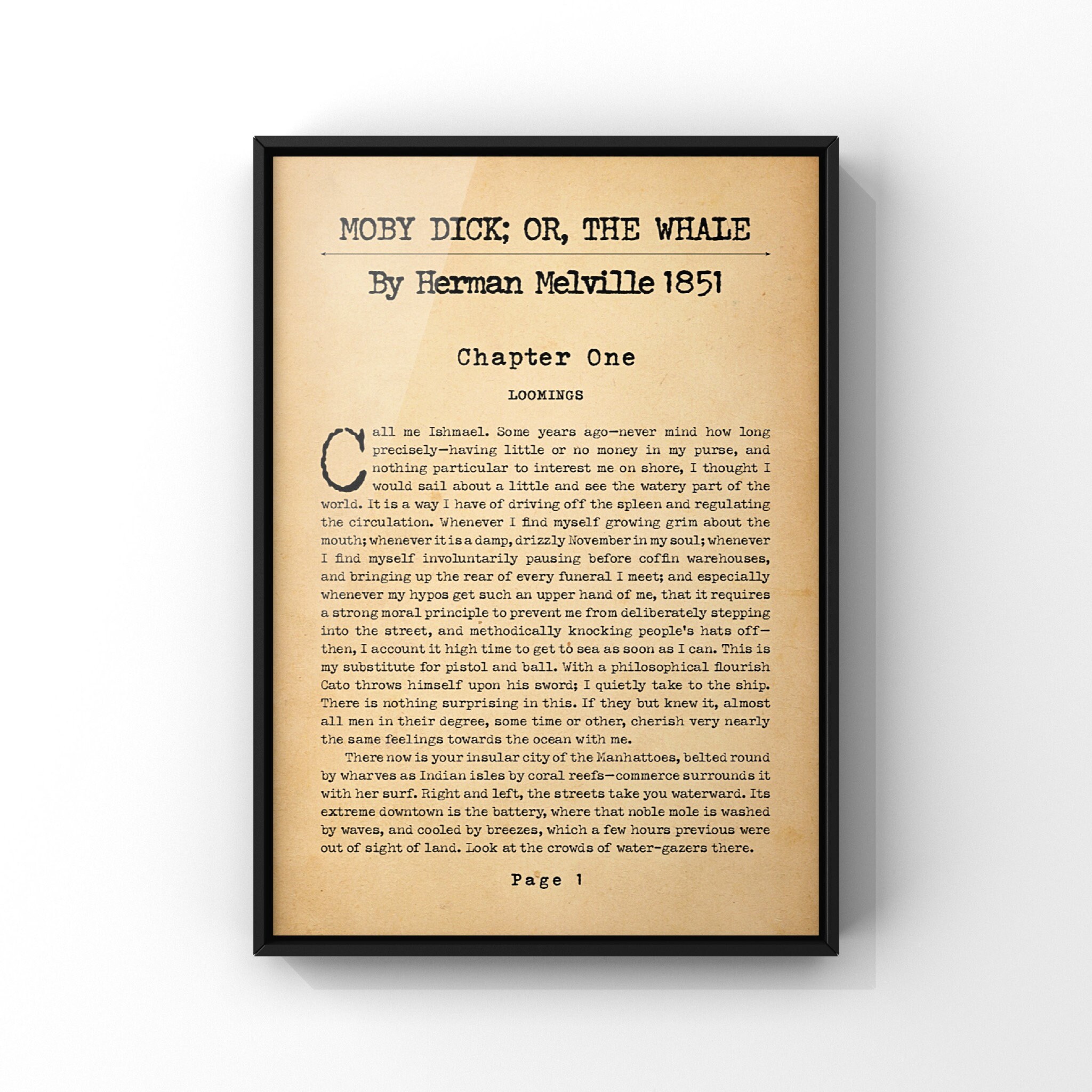 Moby Dick by Herman Melville Novel Book Page Poster Print - Etsy