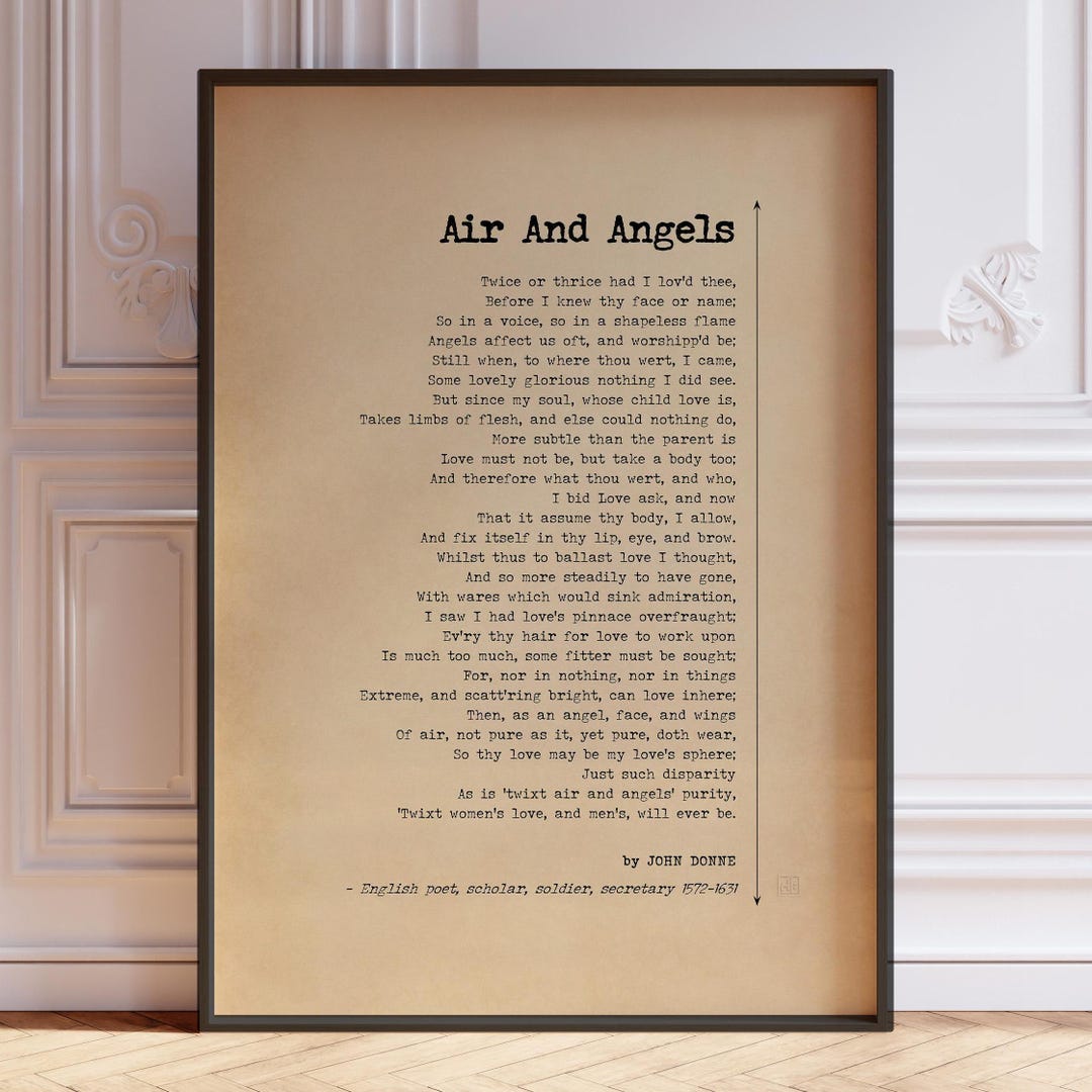 Air and Angels Poem Print by John Donne | Spiritual Love Poetry Wall ...
