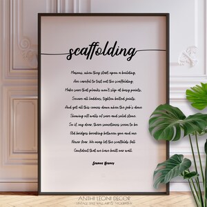 Seamus Heaney Poem Scaffolding Print | Love Poetry in Script Font ...