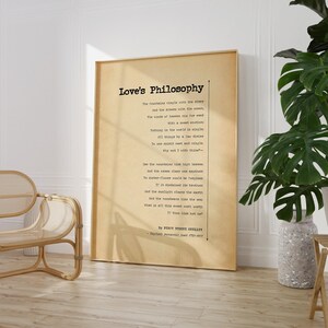 Love's Philosophy Poem by Percy Shelley Poster Print | Minimalist Style ...