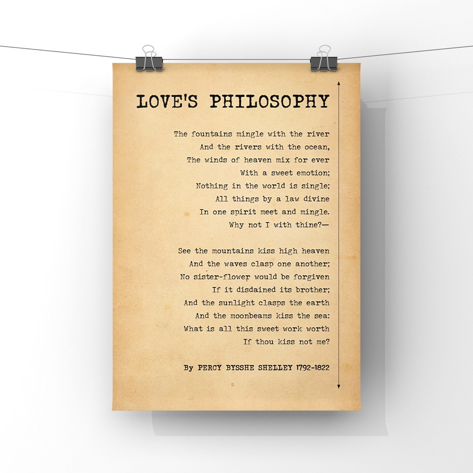 Love's Philosophy Poem by Percy Shelley Poster Print | Etsy