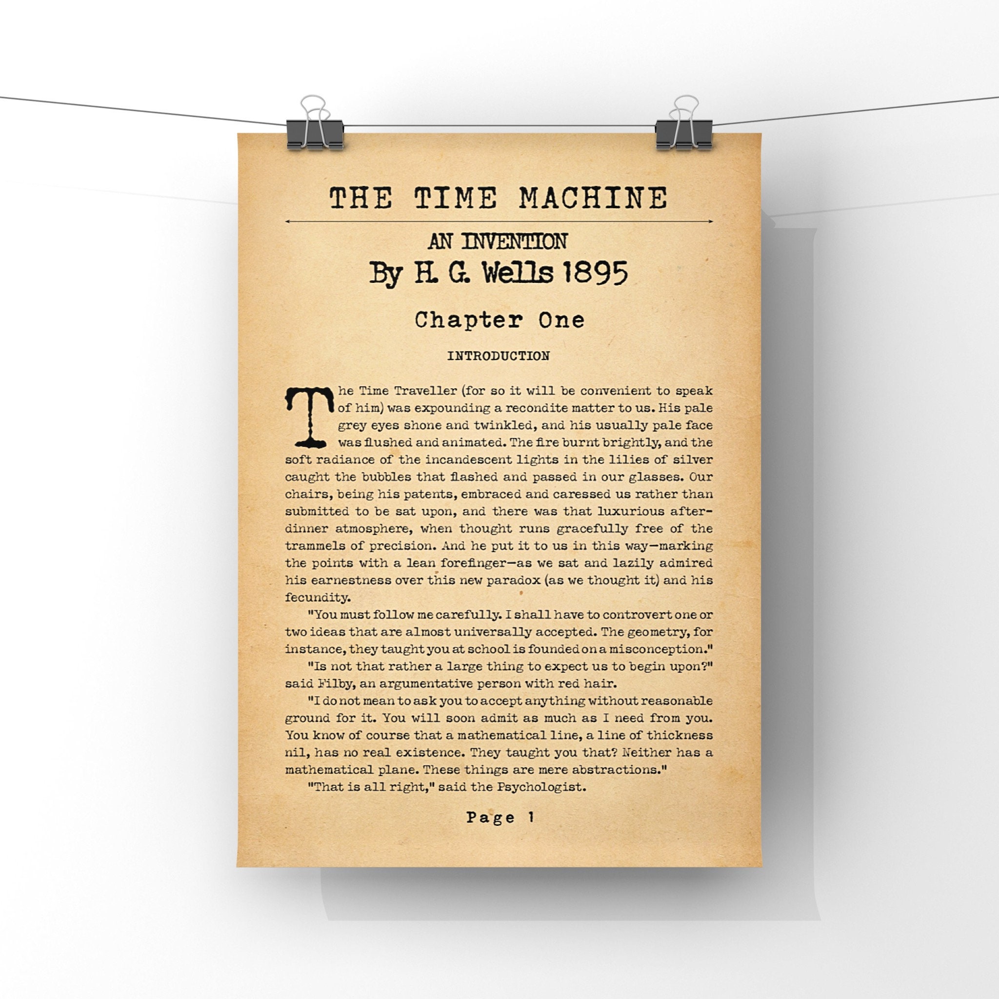The Time Machine By HG Wells Novel Book Page Poster Print | Etsy
