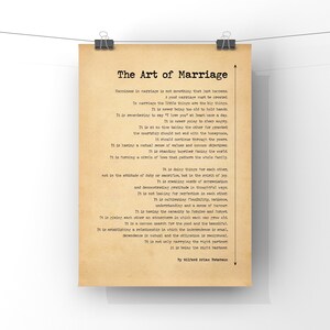 Art of Marriage Poem by Wilferd Arlan Peterson Poster Print Wedding ...