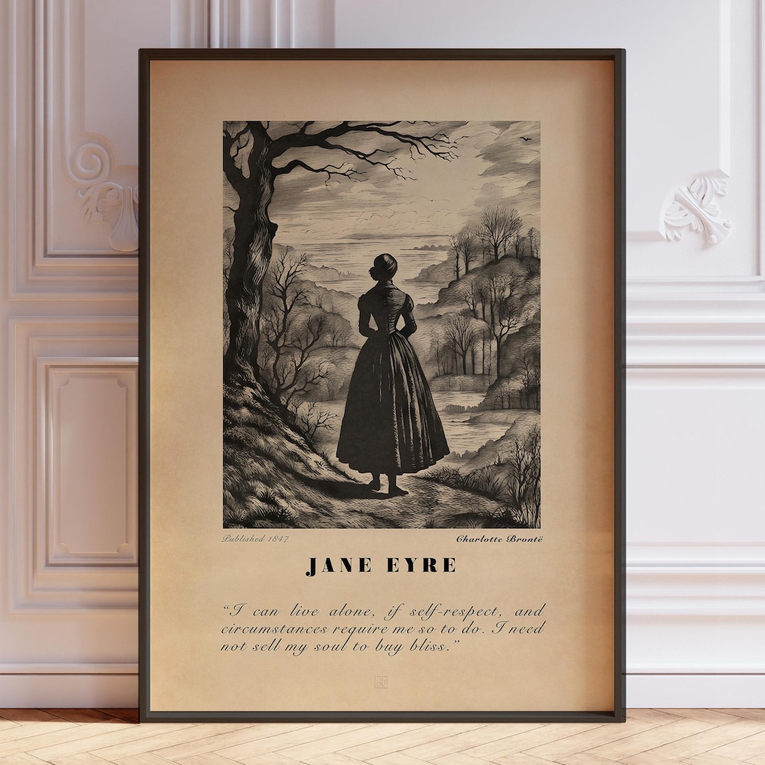 Jane Eyre Book Illustration Print Charlotte Bronte Wall Art Poster ...