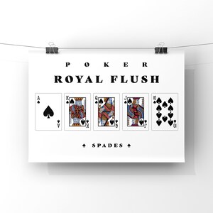Spades Royal Flush Poker Hand Poster Chart Print, Texas Holdem Spades ...