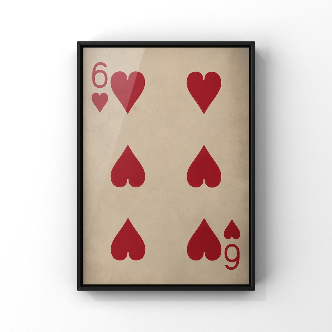 Six of Hearts Poster Print Vintage Playing Cards Wall Art - Etsy UK