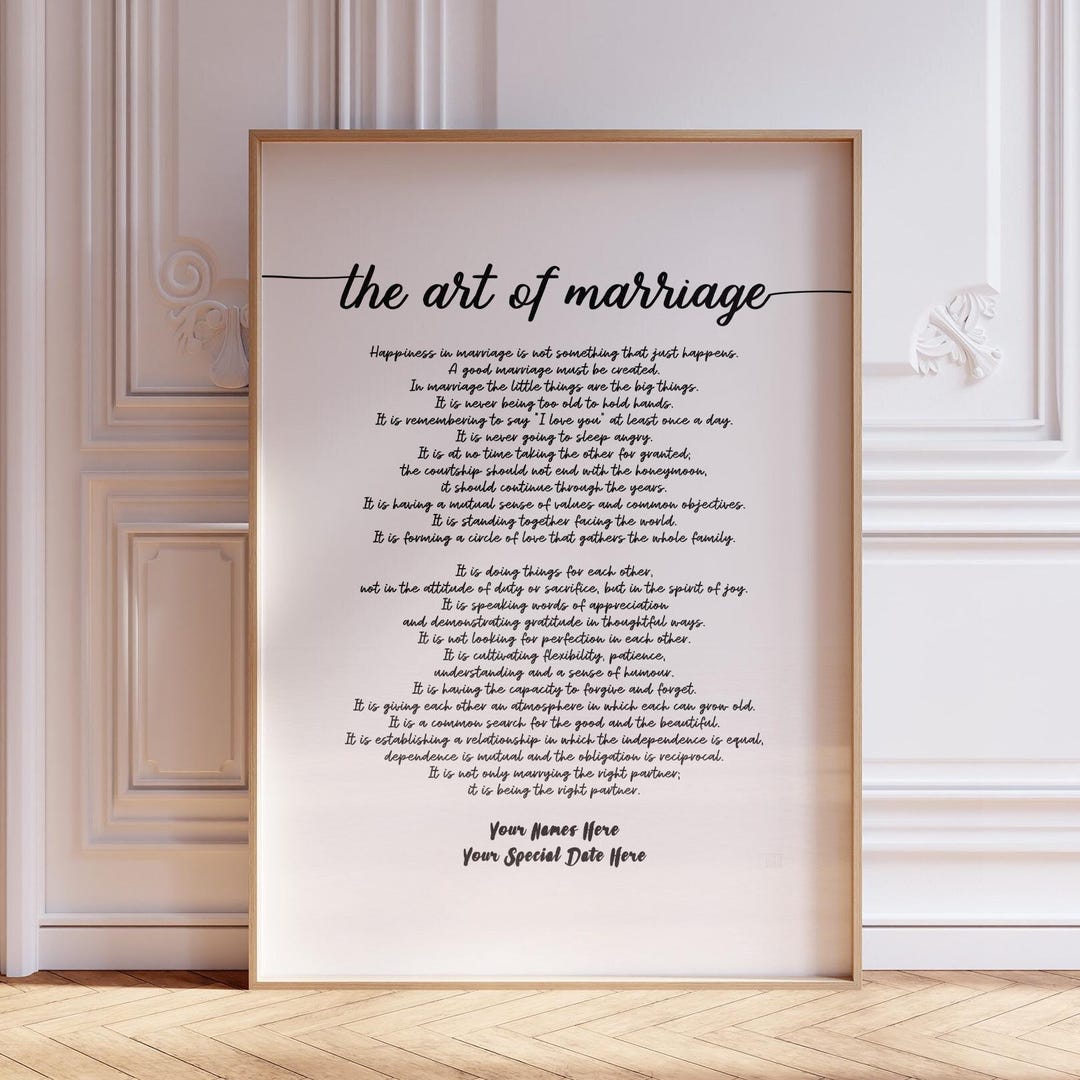 The Art of Marriage Script Poem Poster Print | Bridal Ceremony Print ...