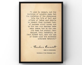 Theodore Roosevelt Poster Strenuous Life - Etsy