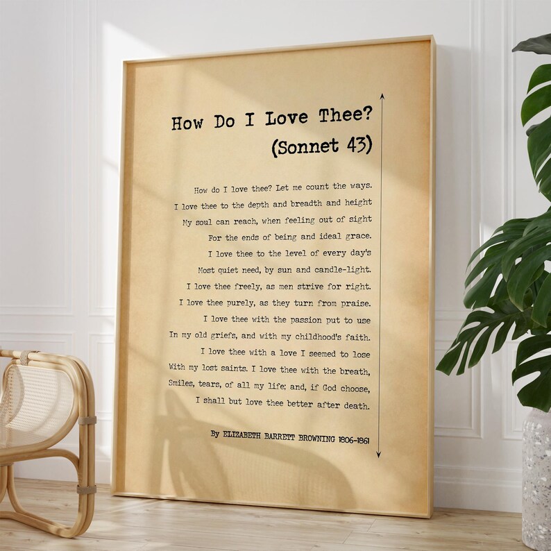 How Do I Love Thee Sonnet 43 by Elizabeth Browning Poster Print ...