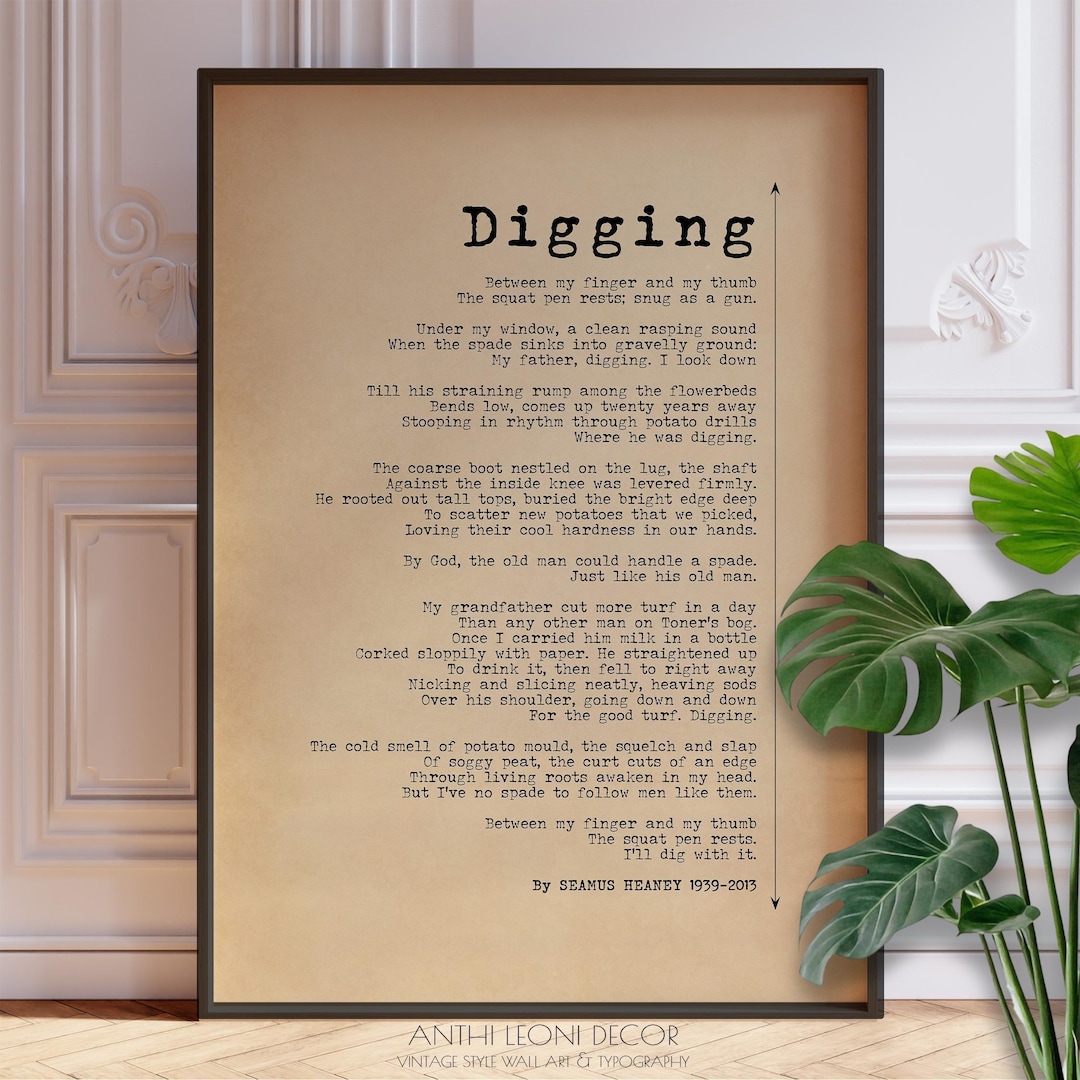 Digging Poem by Seamus Heaney | Poetry Wall Art | Gardening Poem ...
