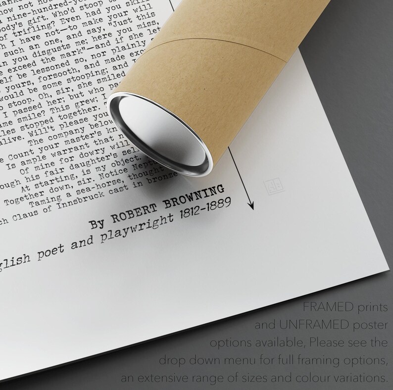 My Last Duchess Poem Print - Robert Browning Poster Print, Minimalist ...