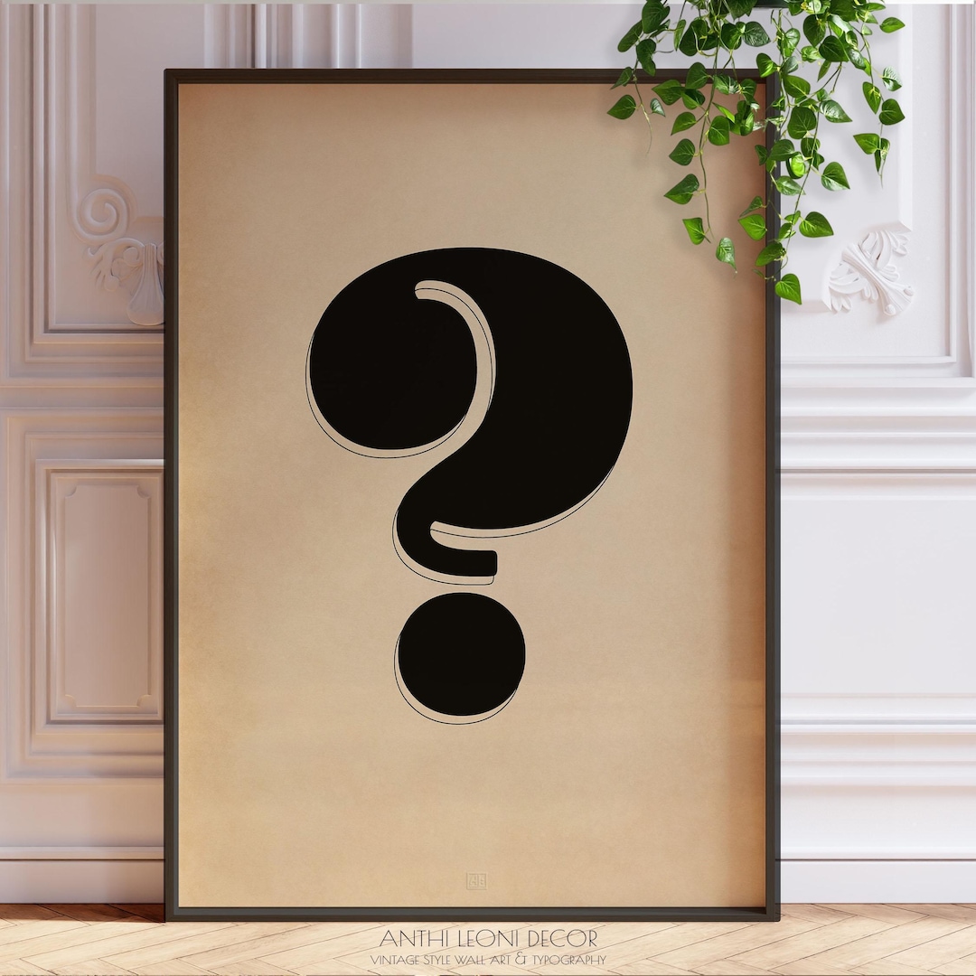 Question Mark Print – Vintage Typography Poster, Minimalist Punctuation ...