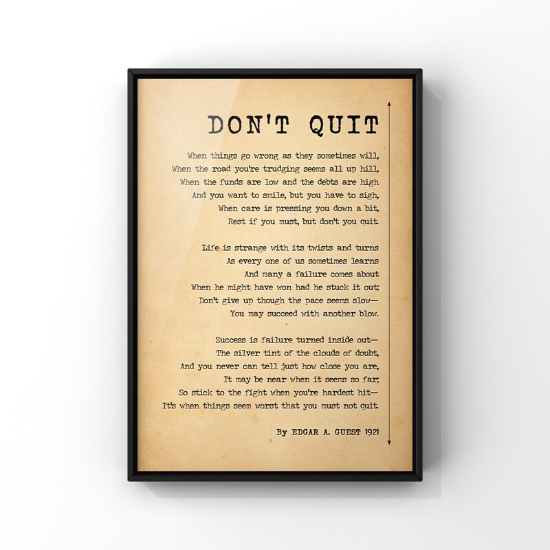 Dont Quit Poem - Etsy