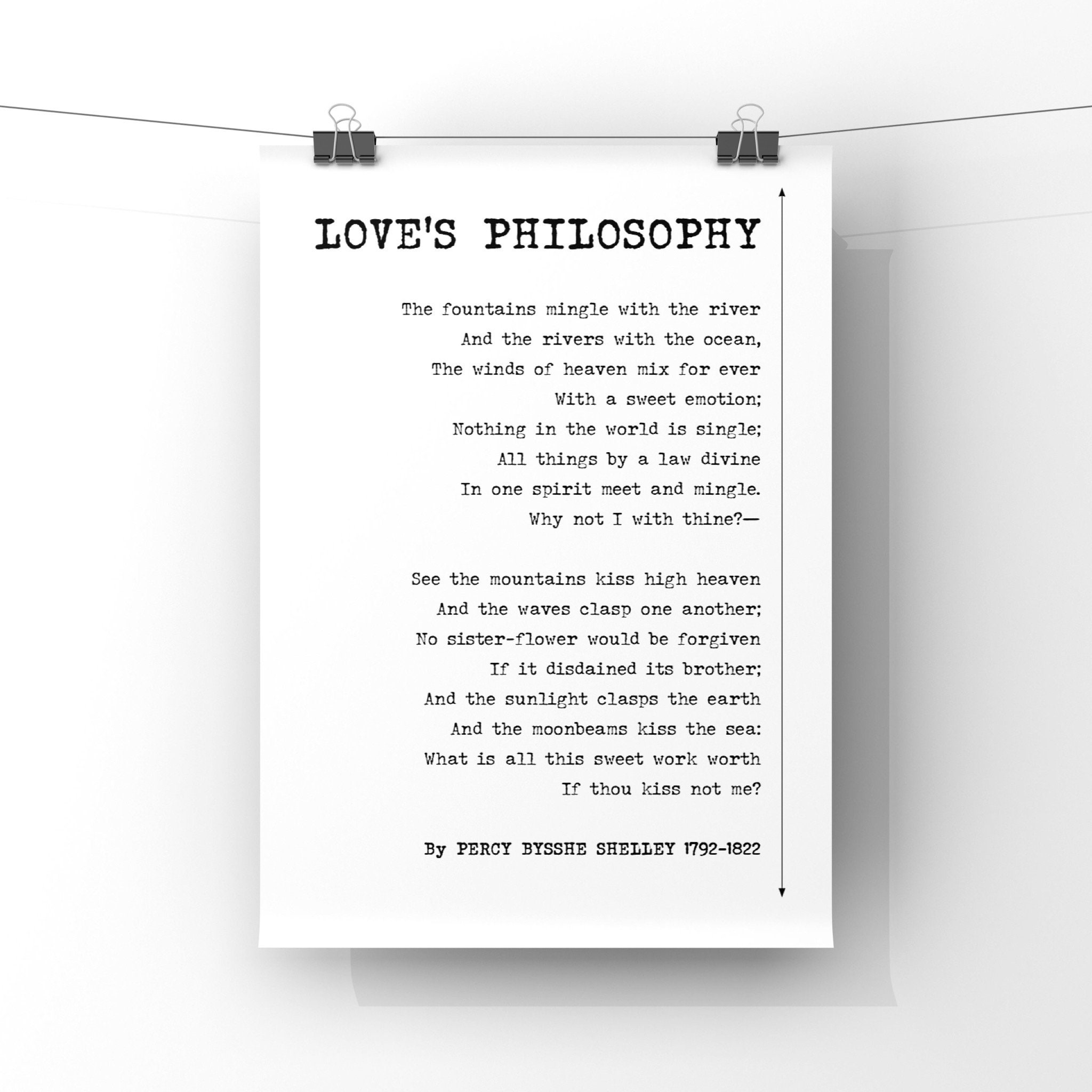 Love's Philosophy Poem by Percy Shelley Poster Print | Etsy
