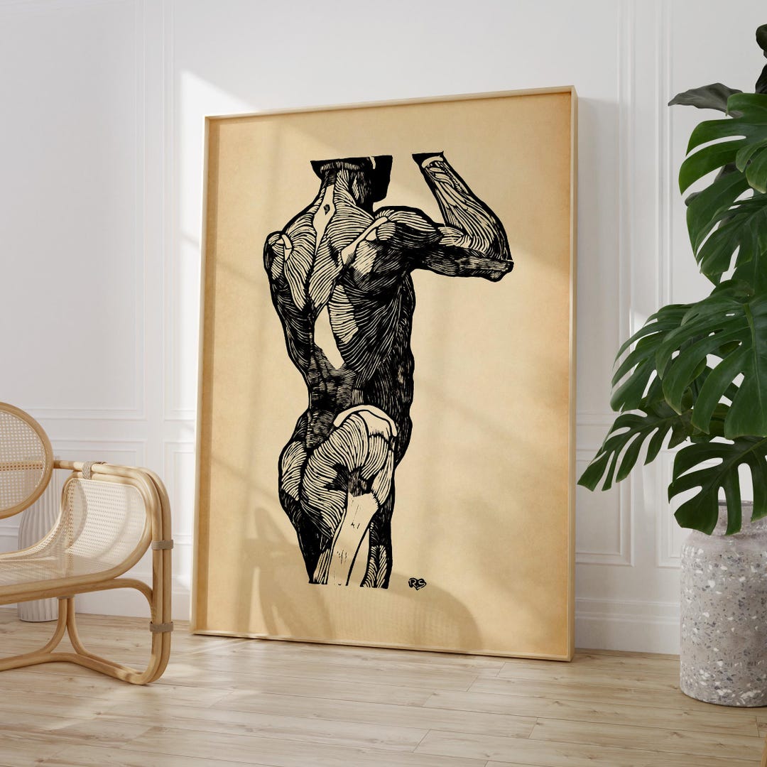 Human Anatomy Male Anatomical Study Mans Muscles Wall Art Print | Gift ...