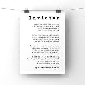 Invictus Poem Print by William Ernest Henley Poster Print Invictus ...