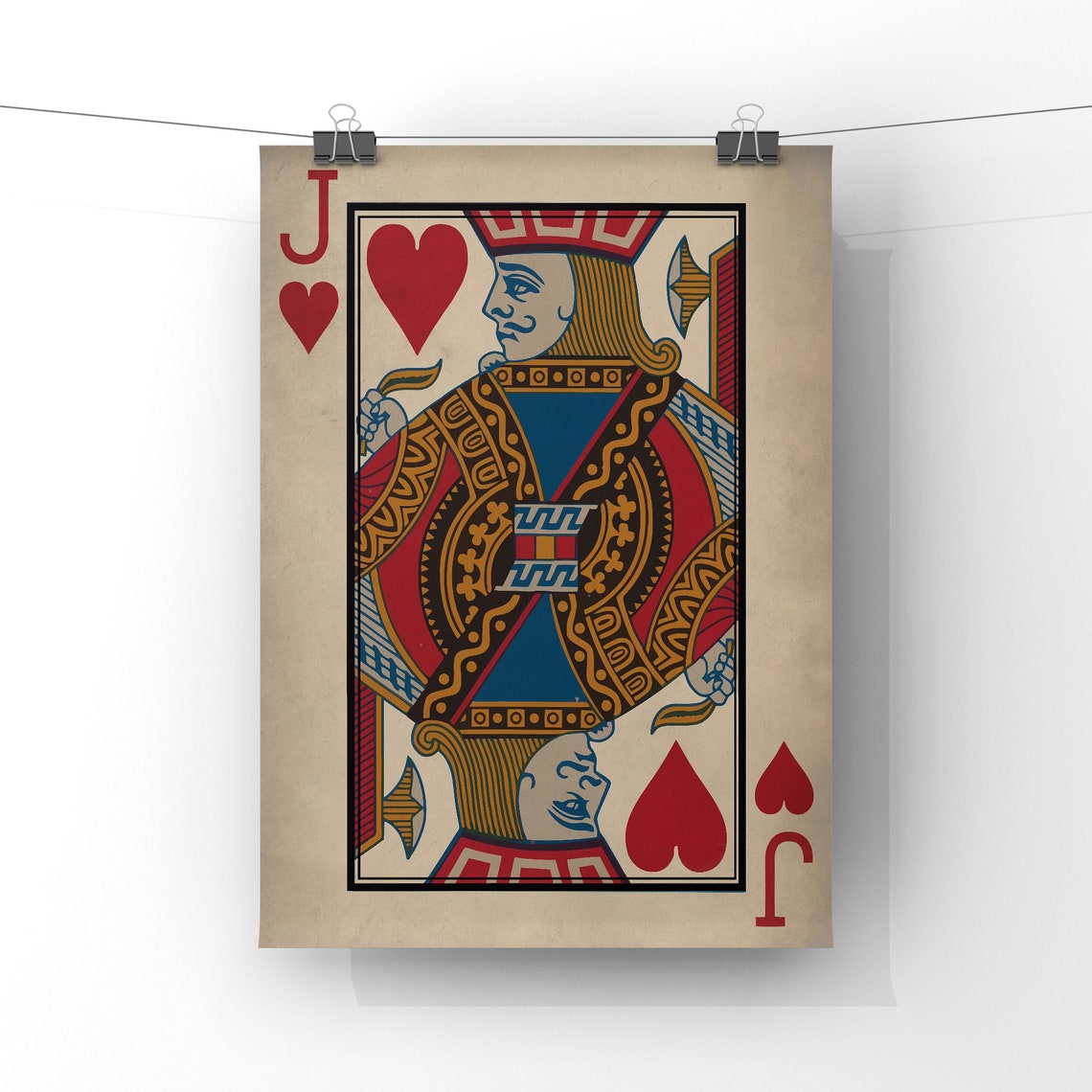 Jack of Hearts Playing Cards Wall Art Print Red Heart Card - Etsy
