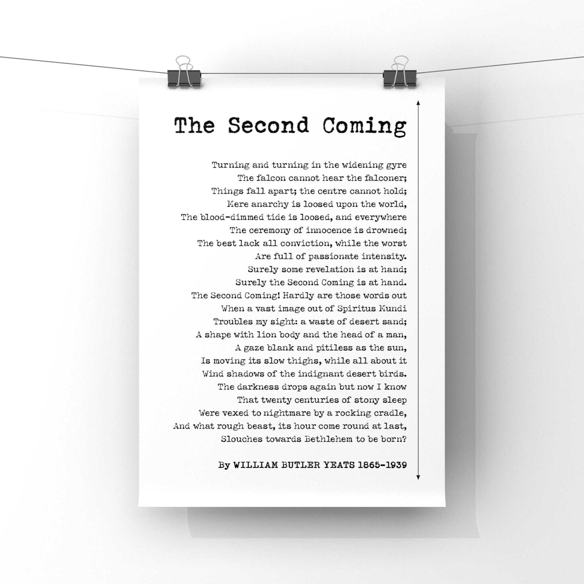 The Second Coming Poem by William Butler Yeats Poster Print | Etsy