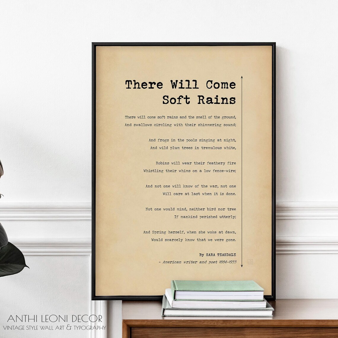 Sara Teasdale Poem Print - There Will Come Soft Rains, Literary Wall ...