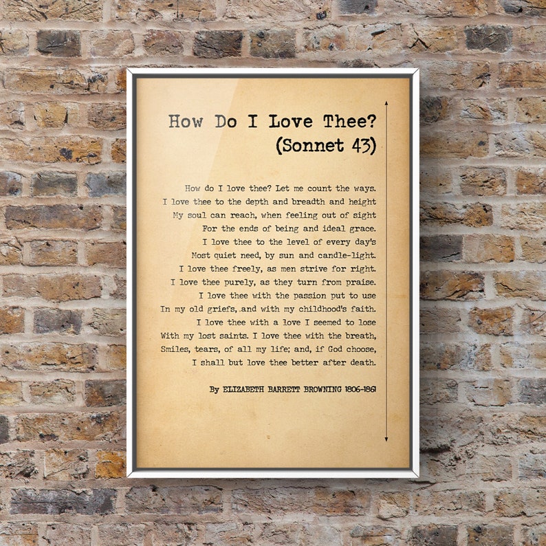 How Do I Love Thee Sonnet 43 by Elizabeth Barrett Browning | Etsy