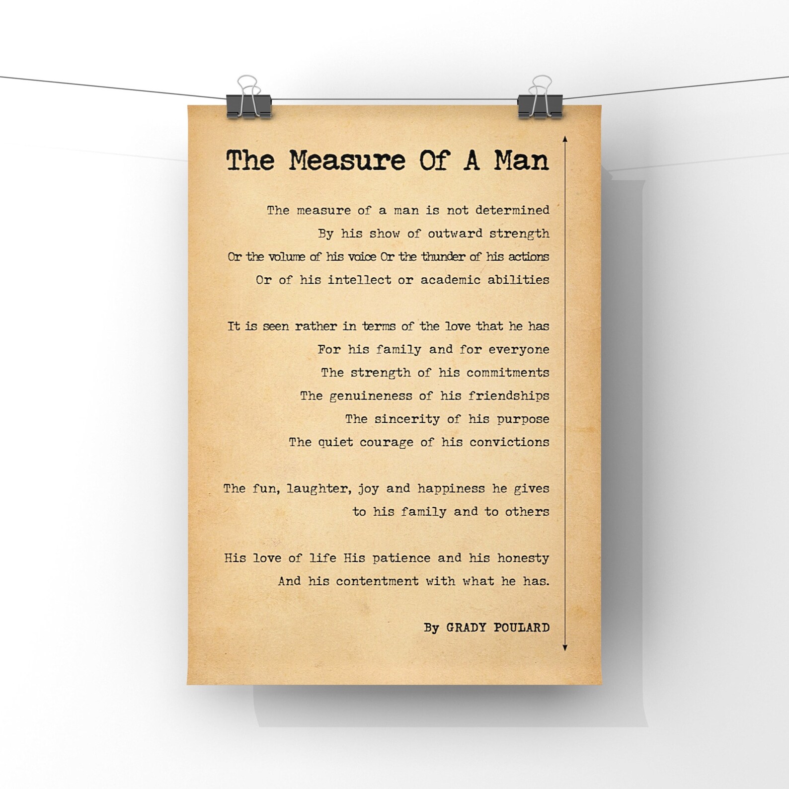 The Measure of A Man Poem by Grady Poulard Gift for Him - Etsy UK