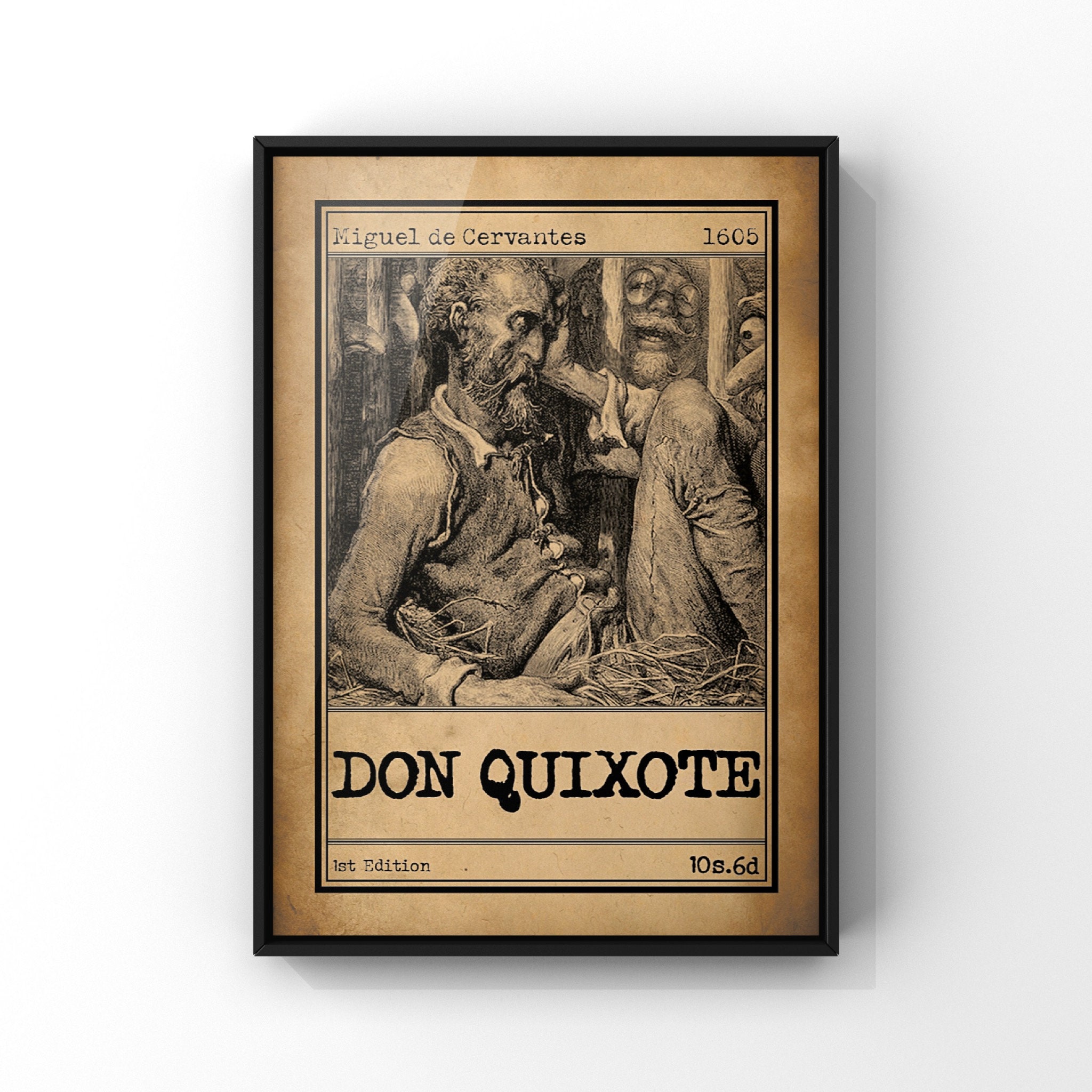 Don Quixote Book Cover Art Illustration Poster Miguel De - Etsy