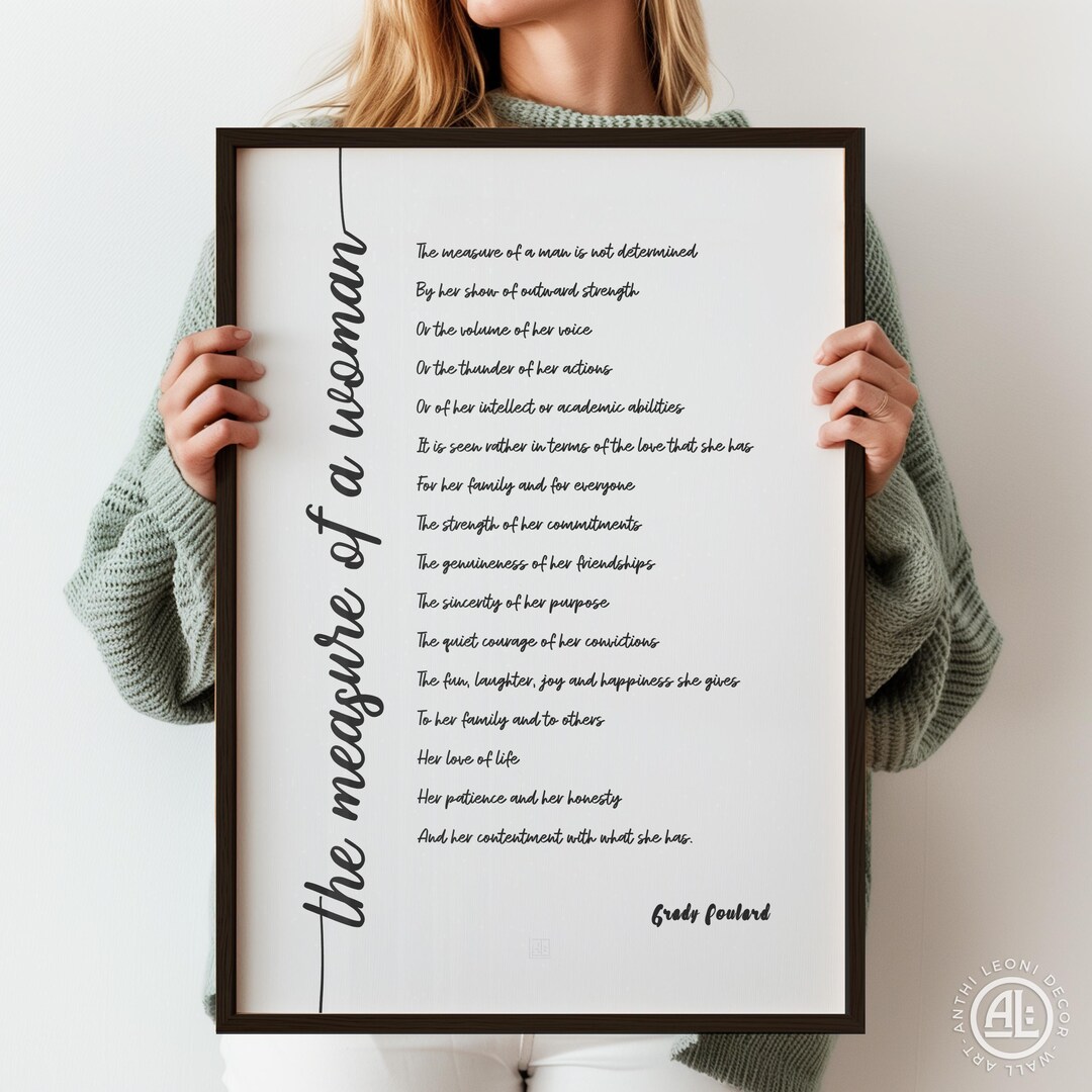 The Measure of a Woman Poem Print - Memorial Art in Script Font - Etsy UK