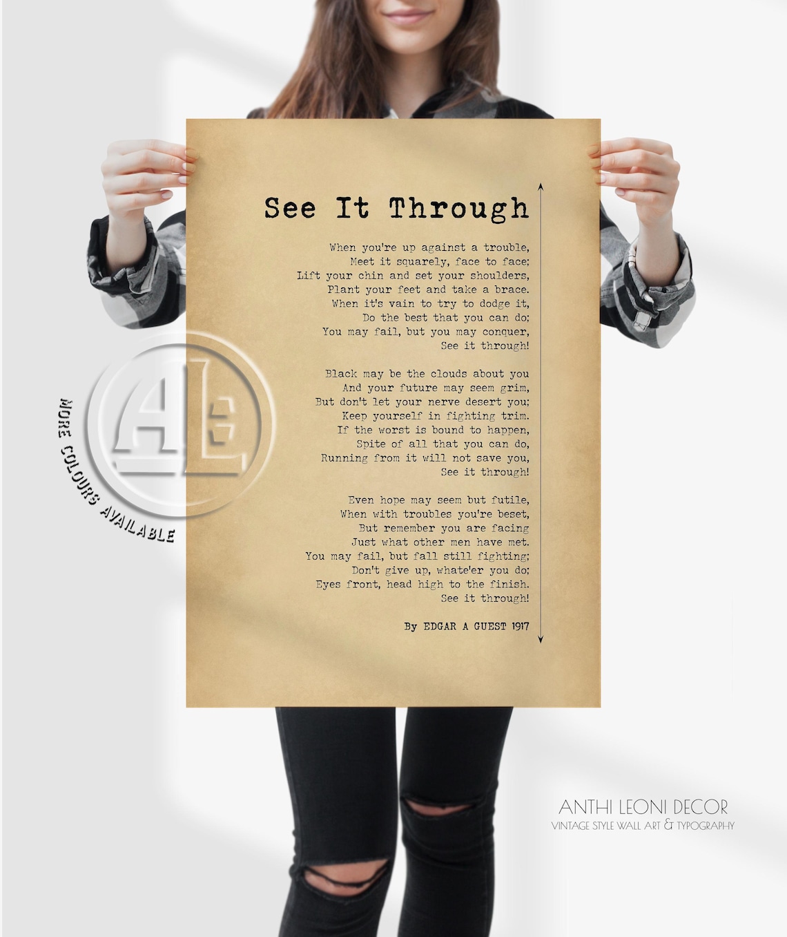 See It Through Poem by Edgar A Guest Poster Print | Success Poem Print ...