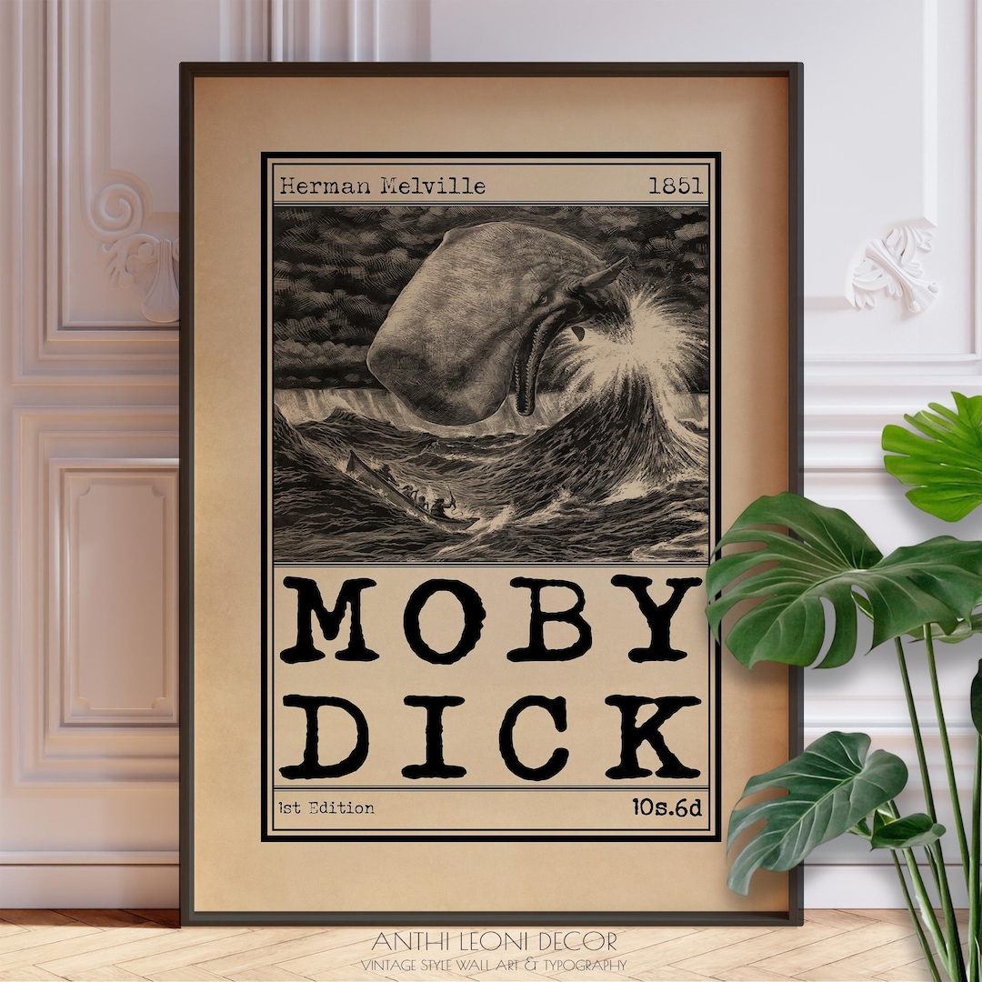 Moby Dick or the Whale Book Cover Art - Whale Illustration Poster Print ...