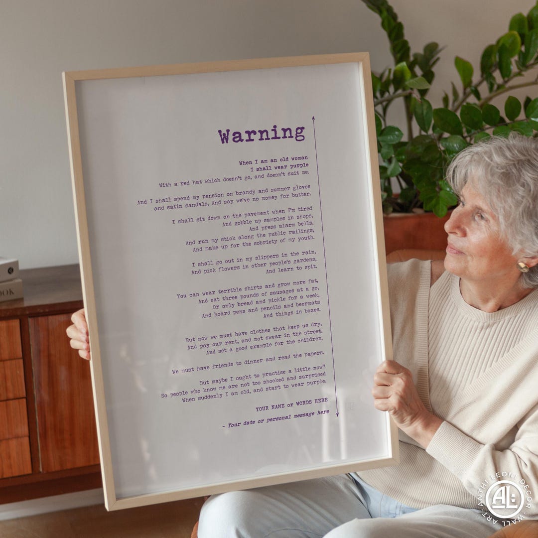 Personalised 'warning' Poem Print - Gift for Grandma, Mum, Mom, Aunt - Etsy