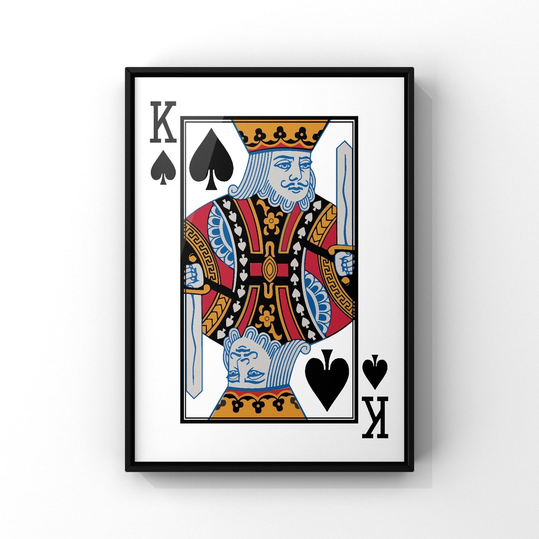 King of Spades Playing Card Wall Art Print, Spades Card Deck Wall Art ...