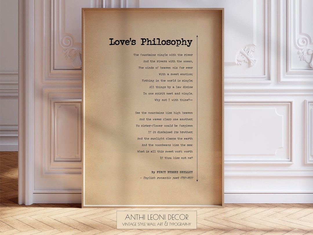 Love's Philosophy Poem by Percy Shelley Poster Print Minimalist Style ...